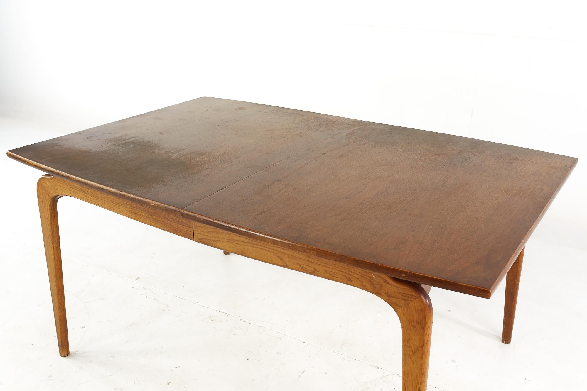 Lane Perception Mid Century Walnut Dining Table with 1 Leaf For Sale at ...