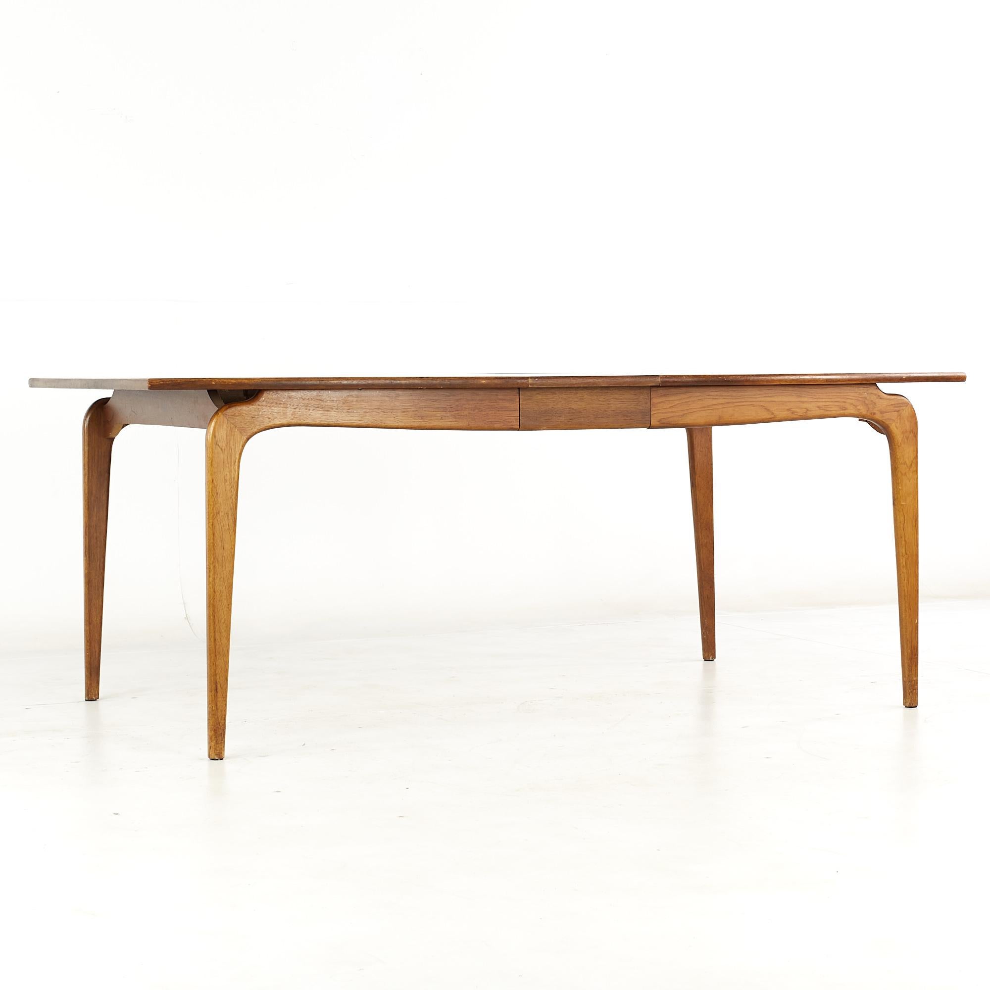 Lane Perception Mid Century Walnut Dining Table with 1 Leaf For Sale at 1stDibs