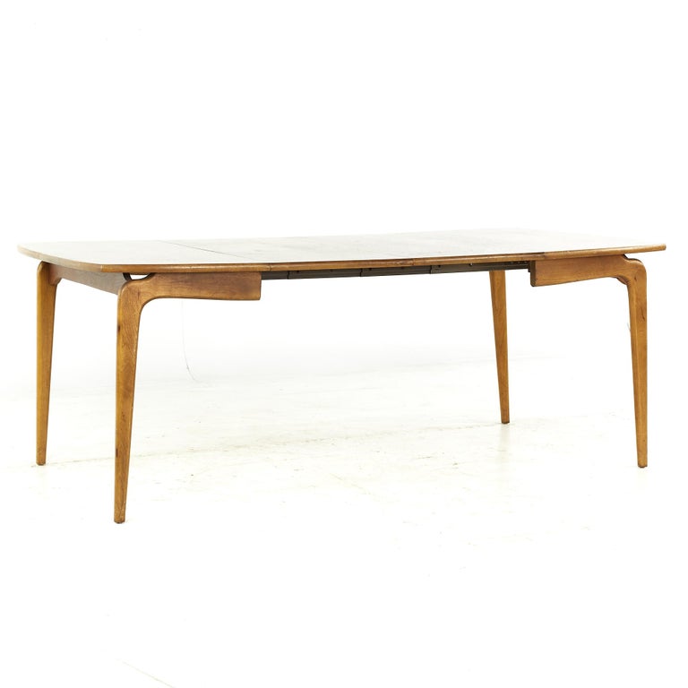 Lane Perception Midcentury Walnut Expanding Dining Table with 2 Leaves ...