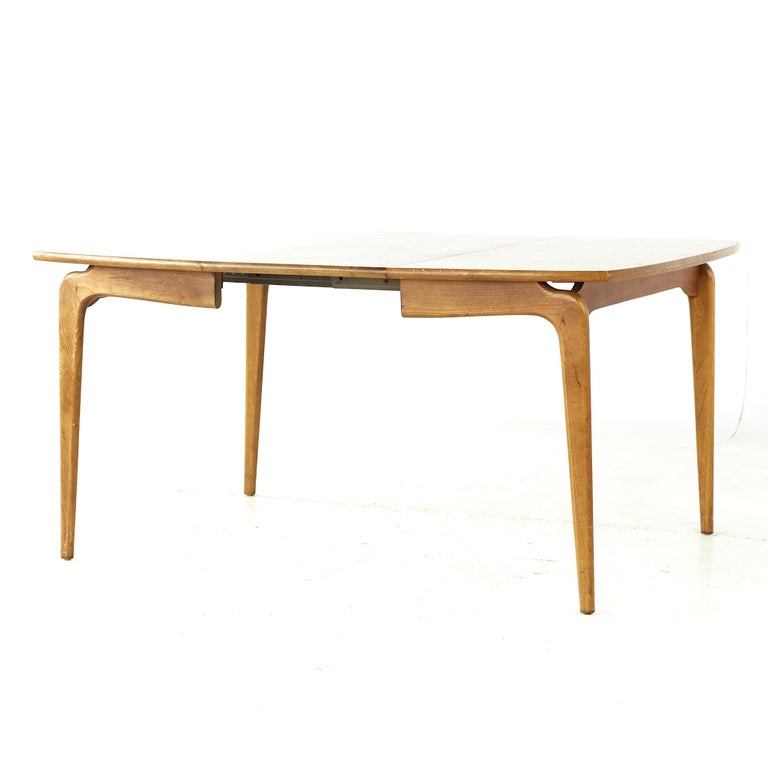 Lane Perception Midcentury Walnut Expanding Dining Table with 2 Leaves ...