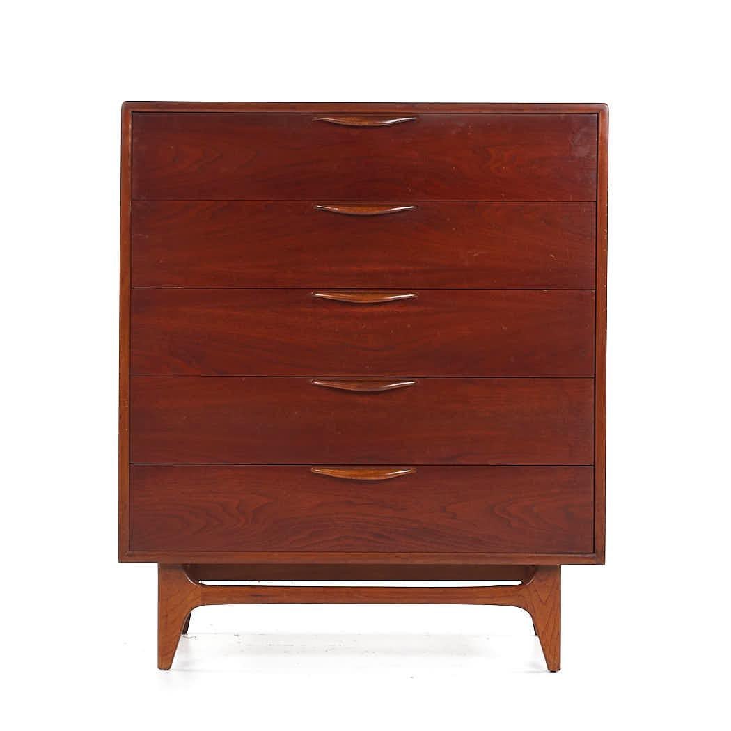Lane Perception Mid Century Walnut Highboy For Sale at 1stDibs