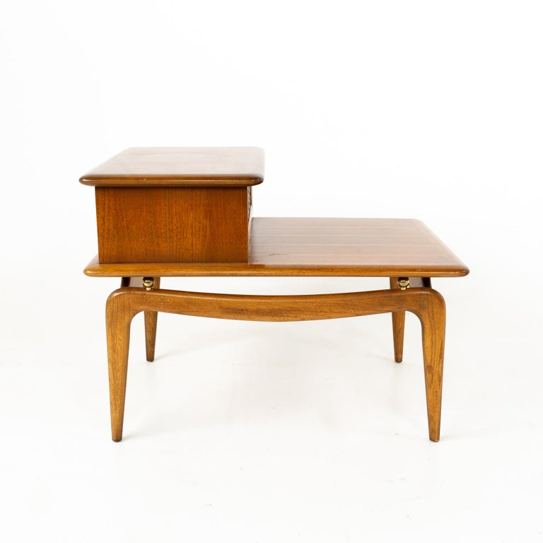 Lane Perception Mid Century Walnut Step Side Table at 1stDibs