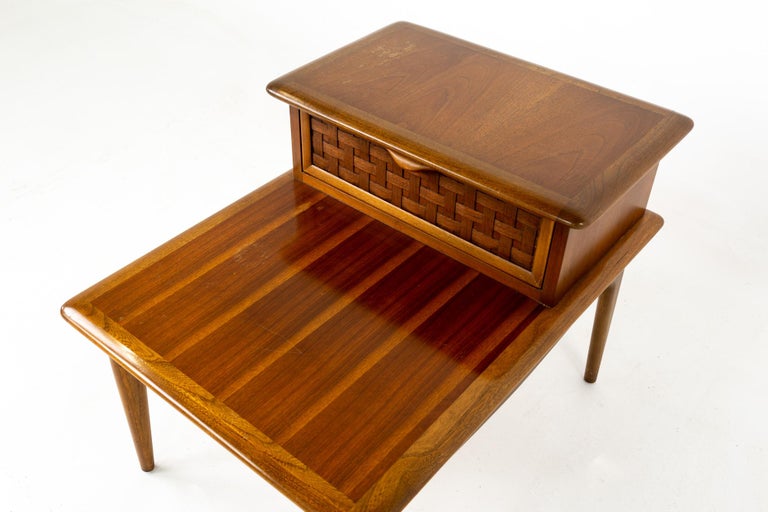Lane Perception Mid Century Walnut Step Side Table at 1stDibs