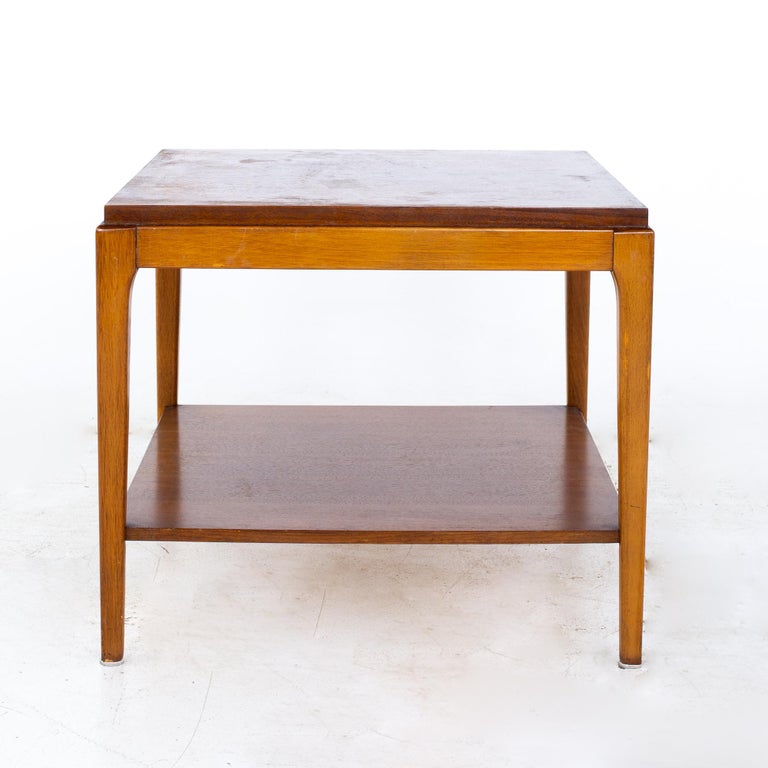 Lane Rhythm Mid Century Square Walnut Side End Table For Sale at 1stDibs