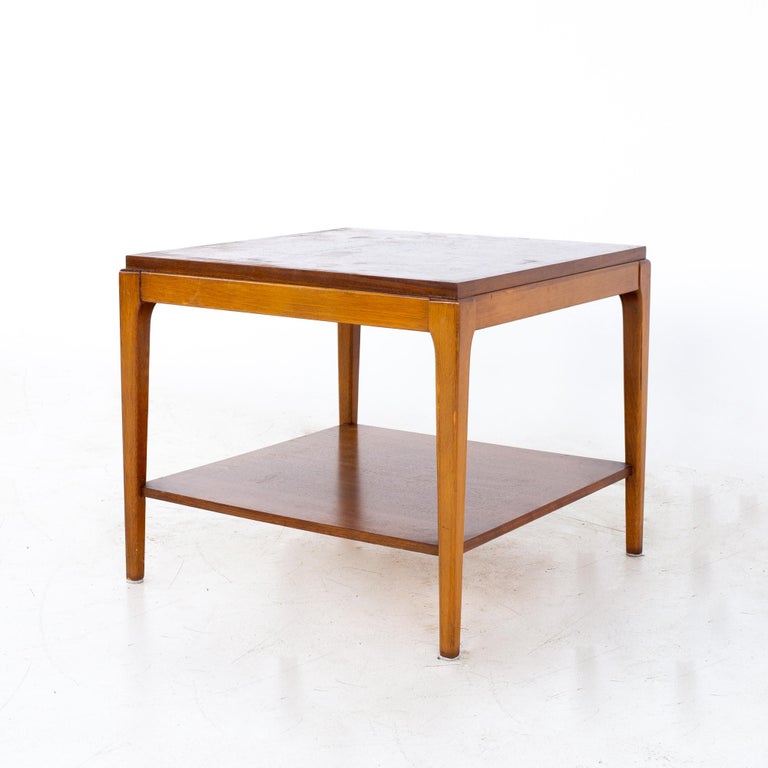Lane Rhythm Mid Century Square Walnut Side End Table For Sale at 1stDibs