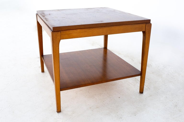 Lane Rhythm Mid Century Square Walnut Side End Table For Sale at 1stDibs