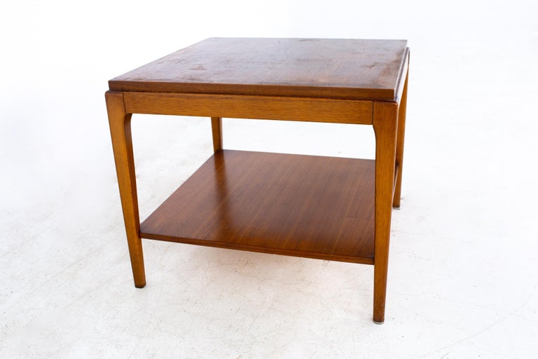 Lane Rhythm Mid Century Square Walnut Side End Table For Sale at 1stDibs