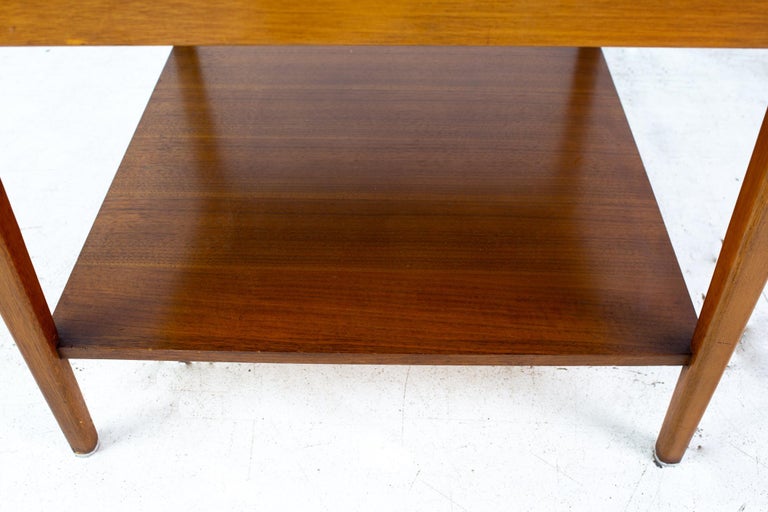 Lane Rhythm Mid Century Square Walnut Side End Table For Sale at 1stDibs