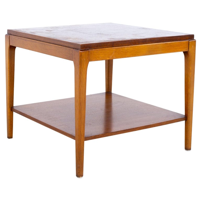 Lane Rhythm Mid Century Square Walnut Side End Table For Sale at 1stDibs