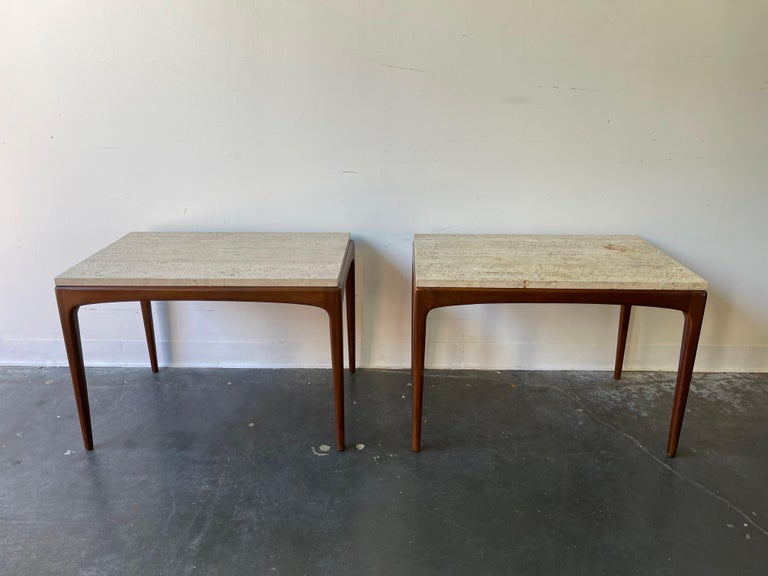 Lane Rhythm Series End Tables with Stone Top For Sale at 1stDibs