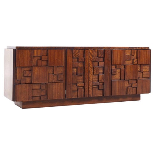 MCM Lane 3 Piece Solid Walnut Console and End Table Set For Sale at 1stDibs