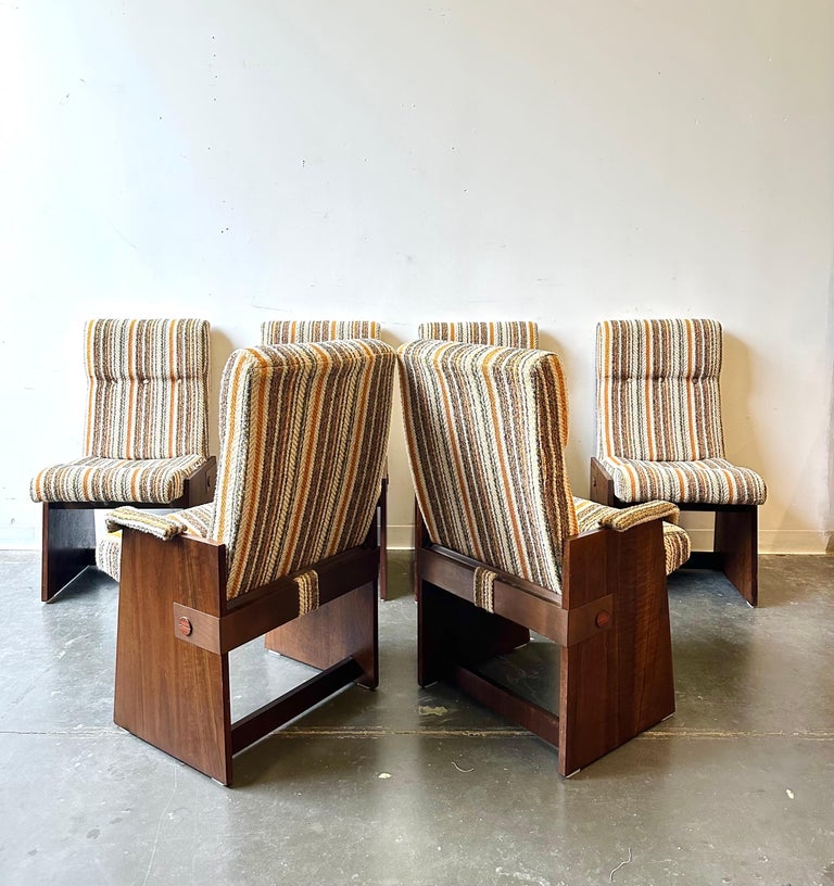 Lane Staccato Brutalist Set of Dining Chairs For Sale at 1stDibs