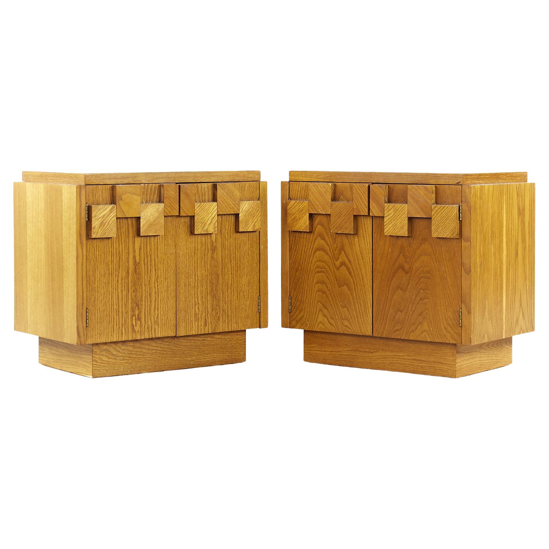 1970s Brutalist Lane Staccato Nightstands with Drawer For Sale at 1stDibs