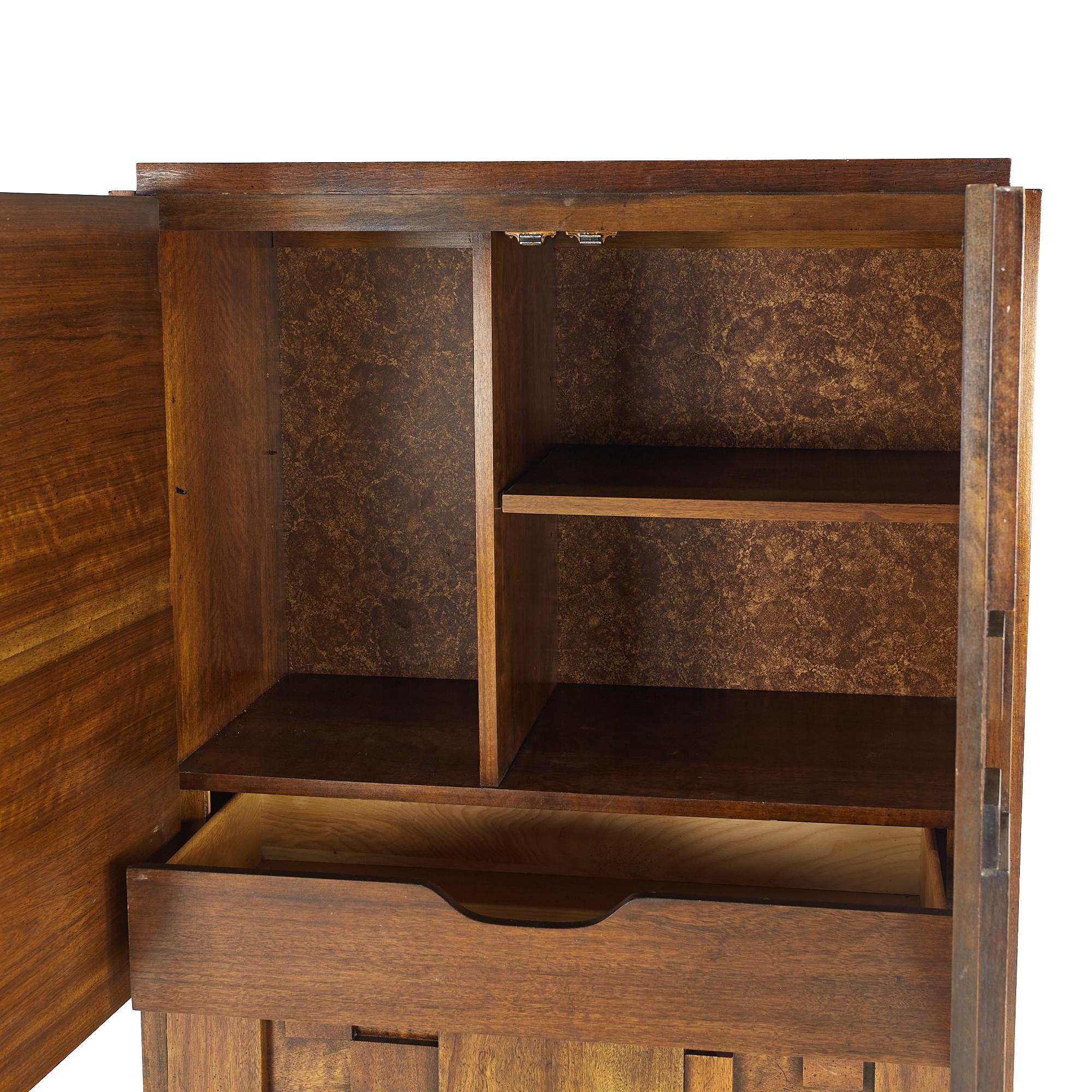 Lane Staccato Midcentury Walnut Armoire Dresser For Sale at 1stDibs