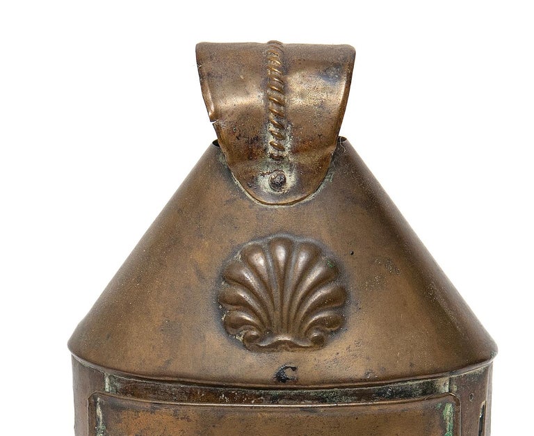 Lantern Handheld Portable Carrying Brass Repousse Georgian Glazed ...