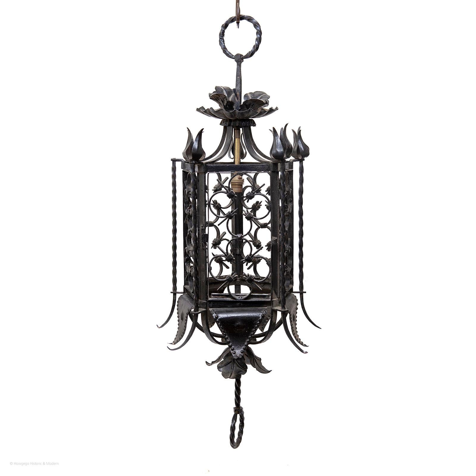 lantern iron Spanish pentagonal fretwork For Sale at 1stDibs