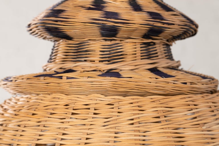 Lantern Woven Pendant Light in Natural + Black Reed For Sale at 1stDibs ...