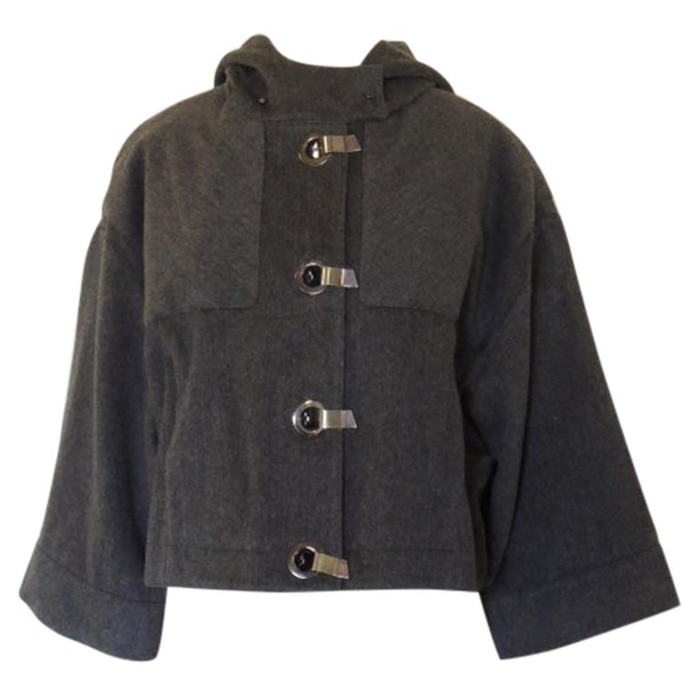 Lanvin 2007 Hooded Wool Swing Top Crop Jacket For Sale at 1stDibs