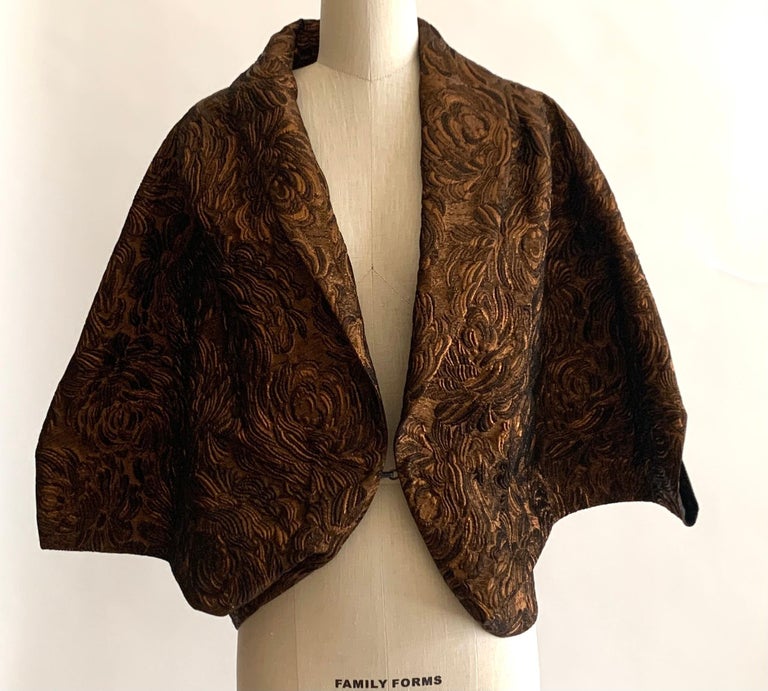 Lanvin 2009 Metallic Copper Raised Floral Brocade Cape Jacket by Alber ...