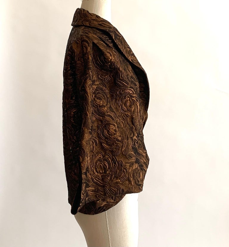 Lanvin 2009 Metallic Copper Raised Floral Brocade Cape Jacket by Alber ...