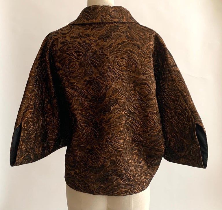 Lanvin 2009 Metallic Copper Raised Floral Brocade Cape Jacket by Alber ...