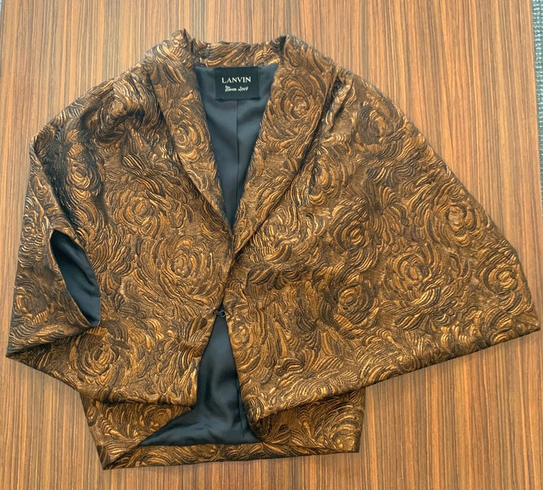 Lanvin 2009 Metallic Copper Raised Floral Brocade Cape Jacket by Alber ...
