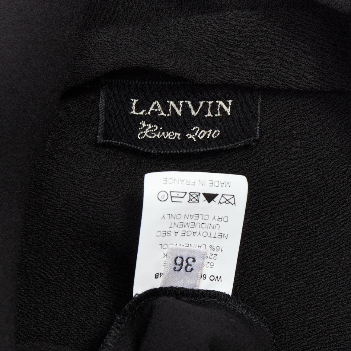 LANVIN 2010 black viscose blend asymmetric zip drape top FR36 S For Sale at 1stDibs