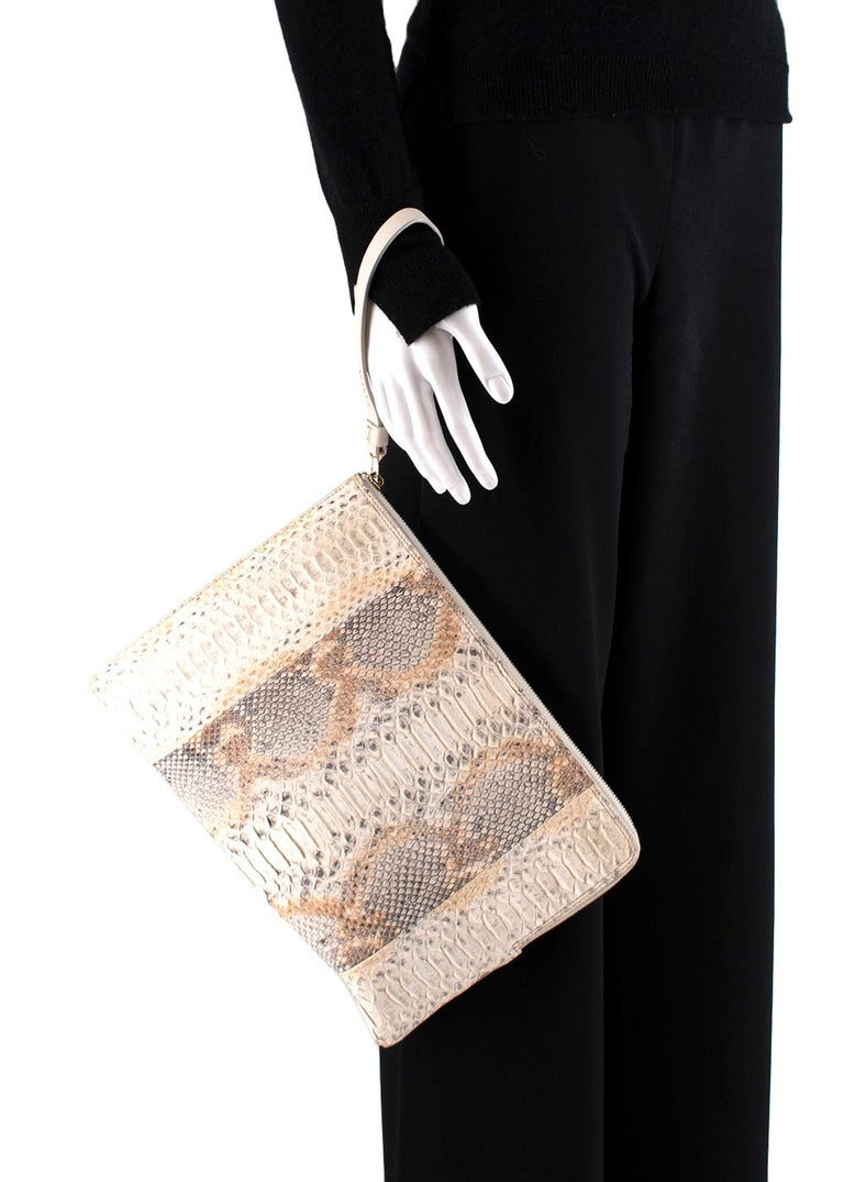 Lanvin Beige Python Skin Pouch For Sale at 1stDibs