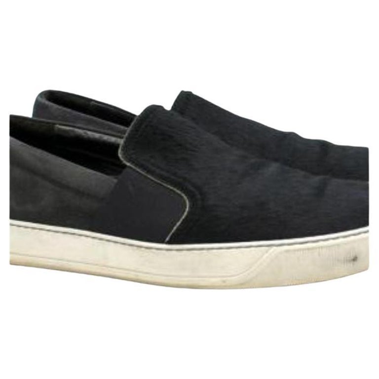 Lanvin Black Textured Calf-Hair Slip-On Trainers For Sale at 1stDibs