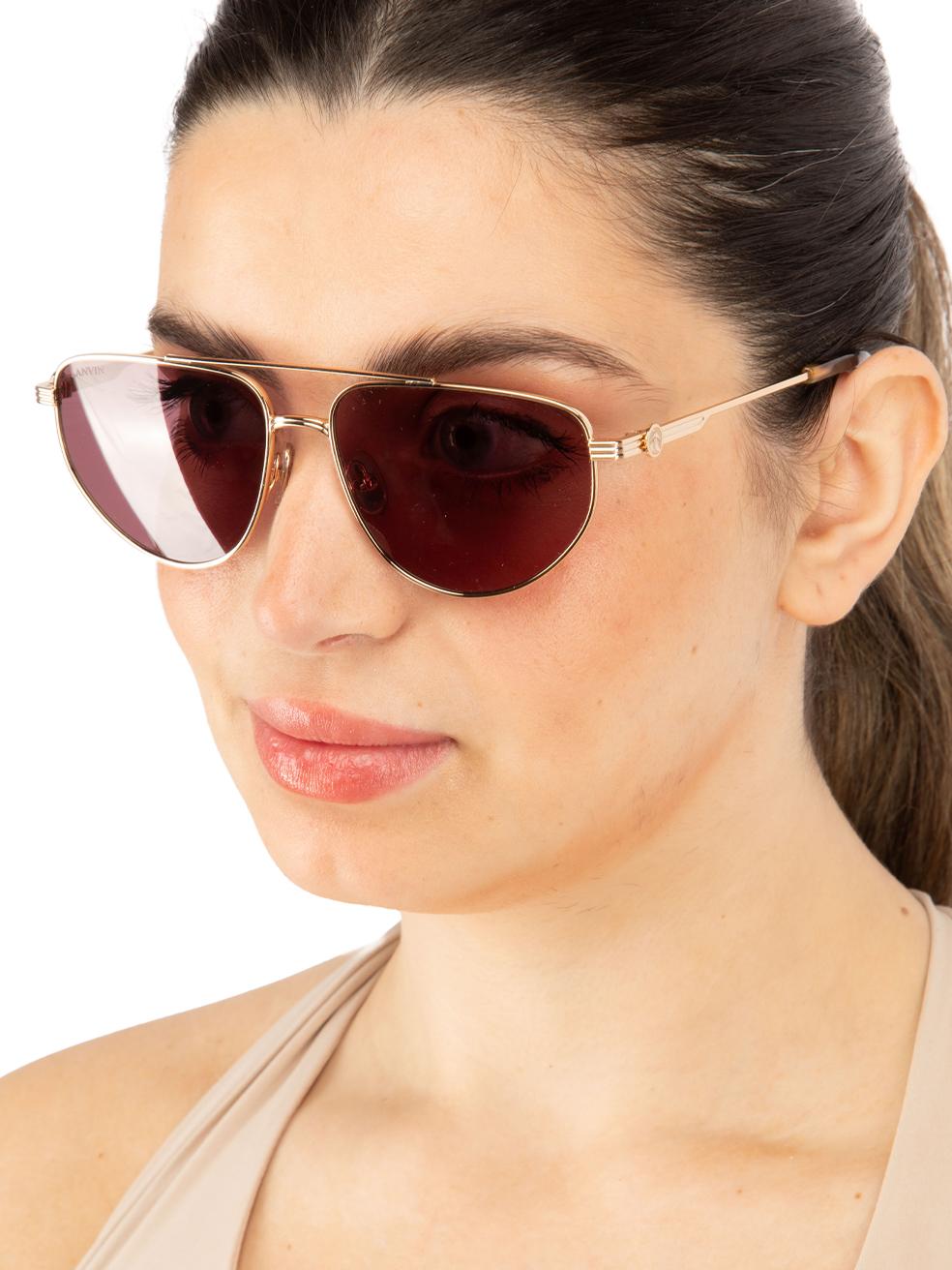Lanvin Gold and Purple Tinted Aviator Sunglasses For Sale at 1stDibs