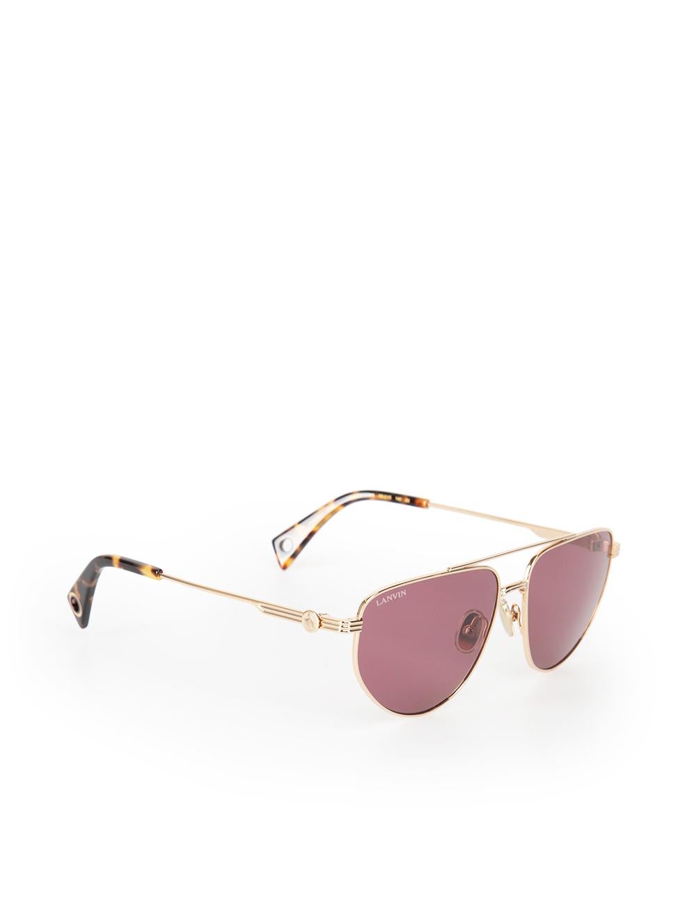 Lanvin Gold and Purple Tinted Aviator Sunglasses For Sale at 1stDibs