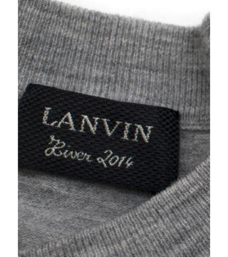 Lanvin Grey Wool Floral Lace Embellished Knit Sweater For Sale at 1stDibs
