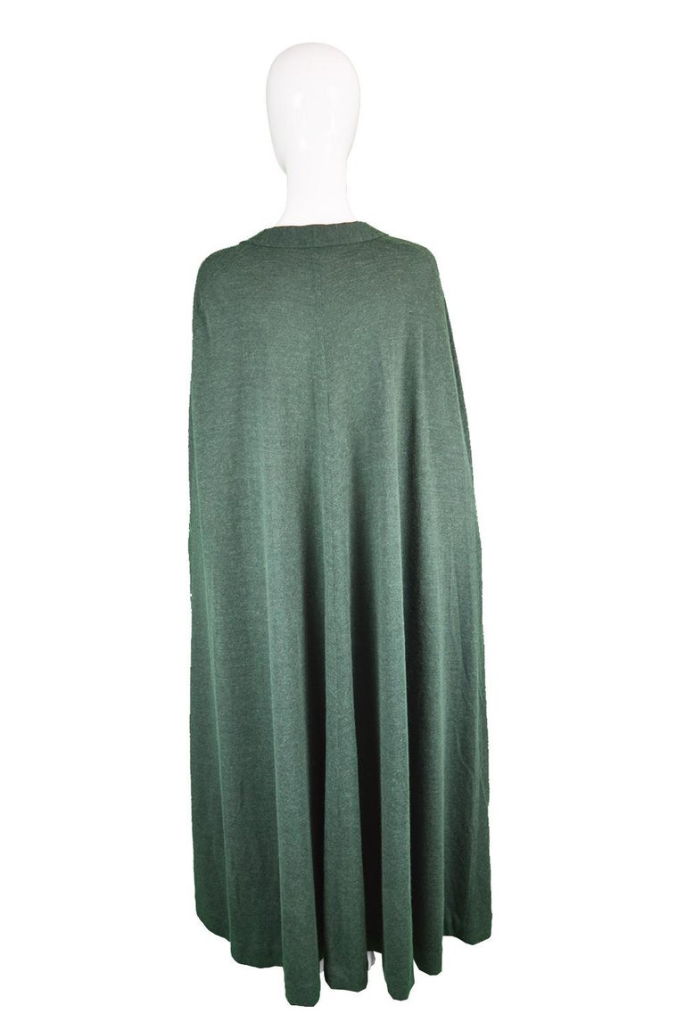 Lanvin Haute Couture Unstructured Green Wool Knit Maxi Cape Cloak ...