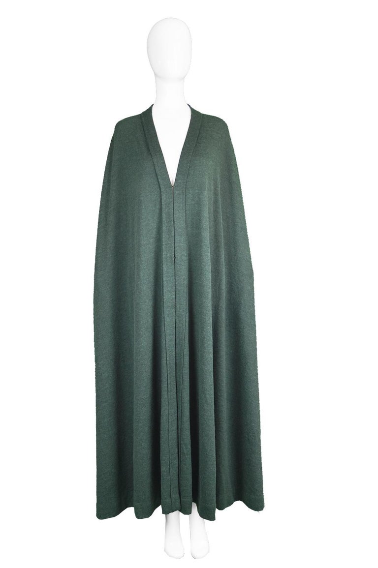 Lanvin Haute Couture Unstructured Green Wool Knit Maxi Cape Cloak ...