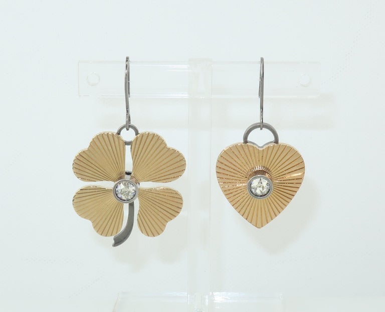 Lanvin Heart and Clover Earrings For Sale at 1stDibs
