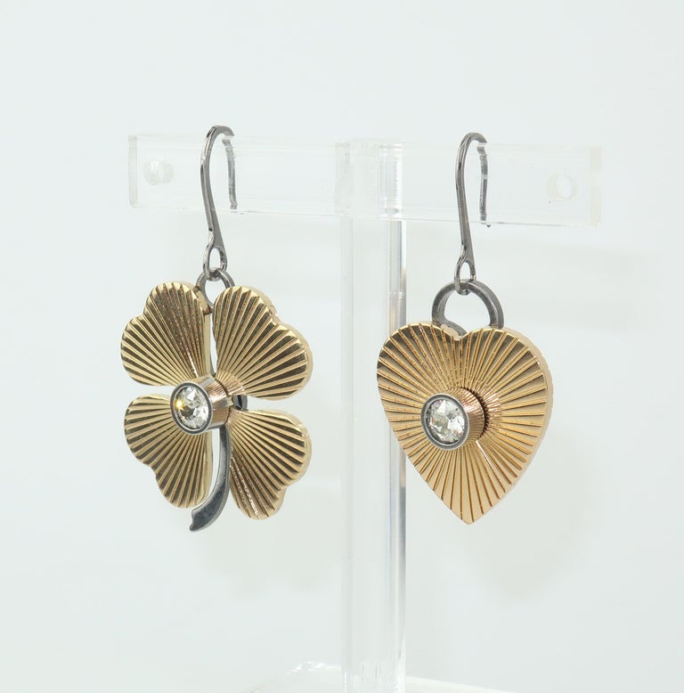 Lanvin Heart and Clover Earrings For Sale at 1stDibs