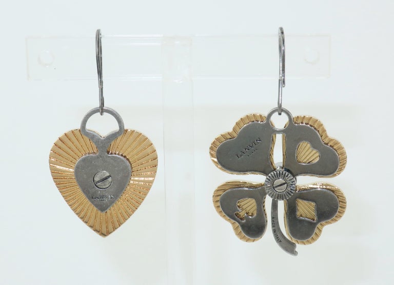 Lanvin Heart and Clover Earrings For Sale at 1stDibs