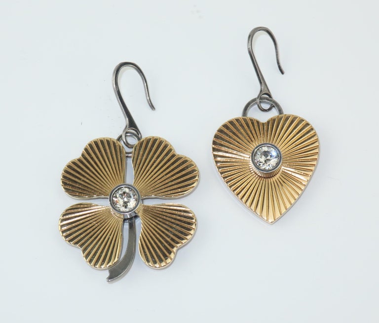 Lanvin Heart and Clover Earrings For Sale at 1stDibs