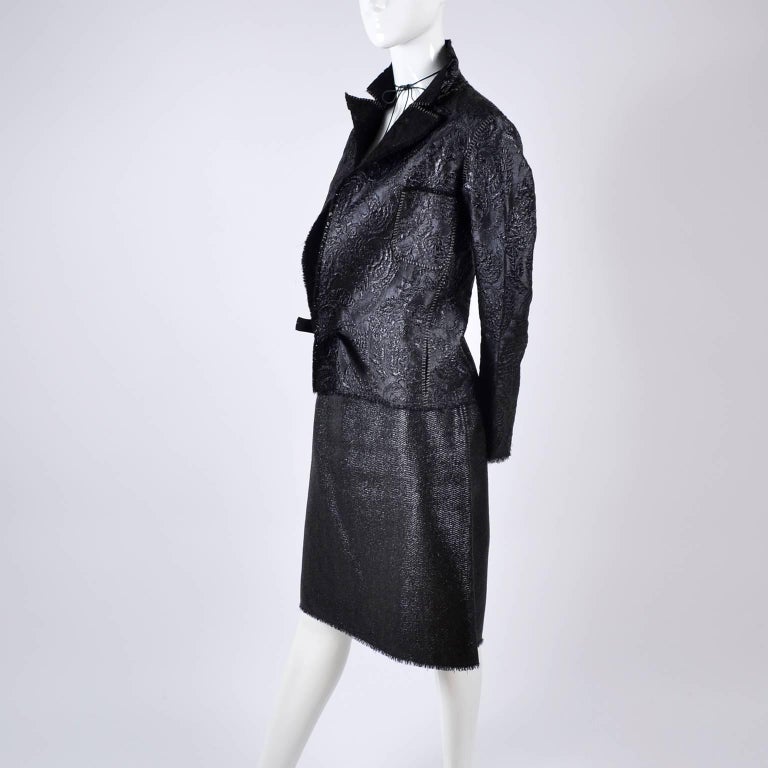 Lanvin Jacket and Skirt Suit by Alber Elbaz in Black Metallic Spring ...