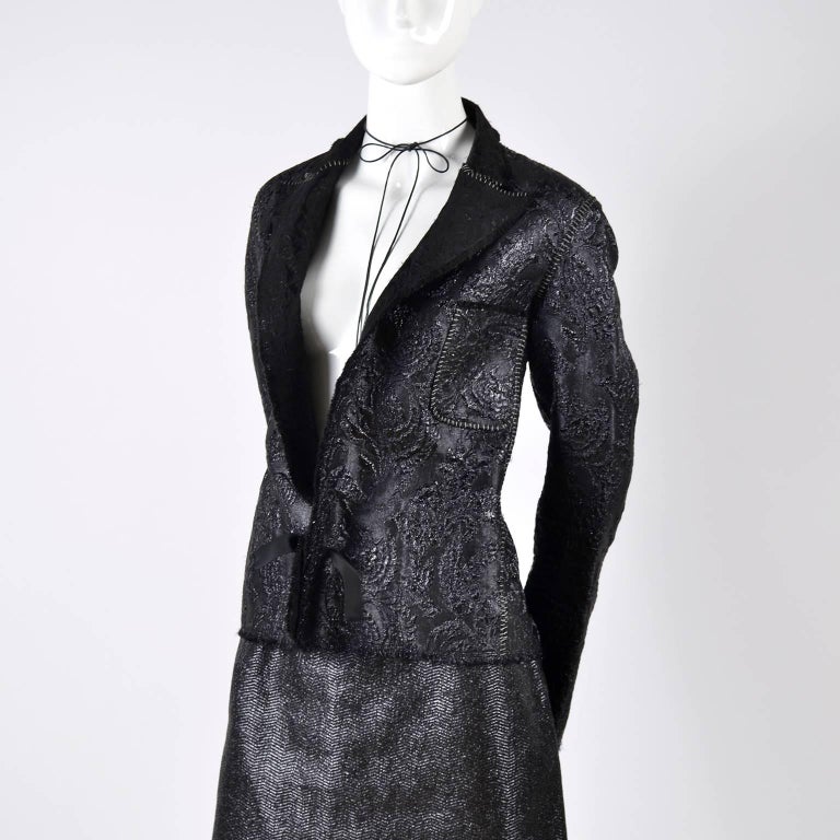 Lanvin Jacket and Skirt Suit by Alber Elbaz in Black Metallic Spring ...