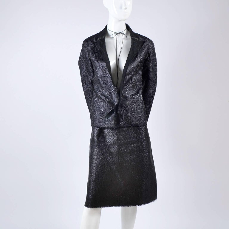 Lanvin Jacket and Skirt Suit by Alber Elbaz in Black Metallic Spring ...