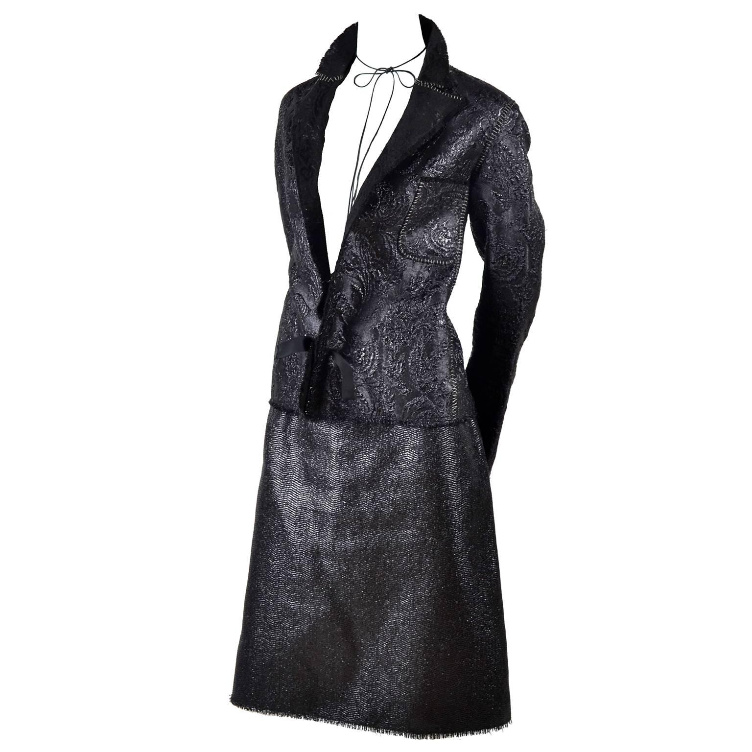 Lanvin Jacket and Skirt Suit by Alber Elbaz in Black Metallic Spring ...