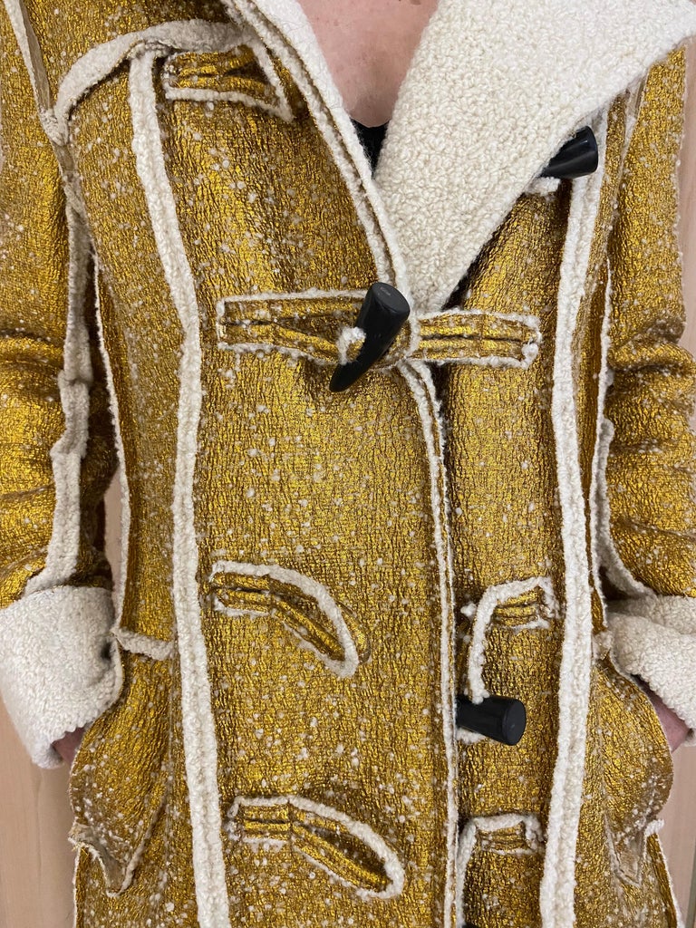 Lanvin Metallic Gold Coat with hood at 1stDibs