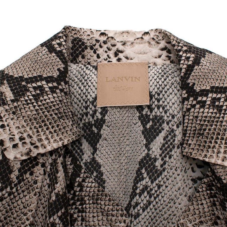 Lanvin Natural Snake Print Lightweight Silk Trench Coat - Size US 6 at ...