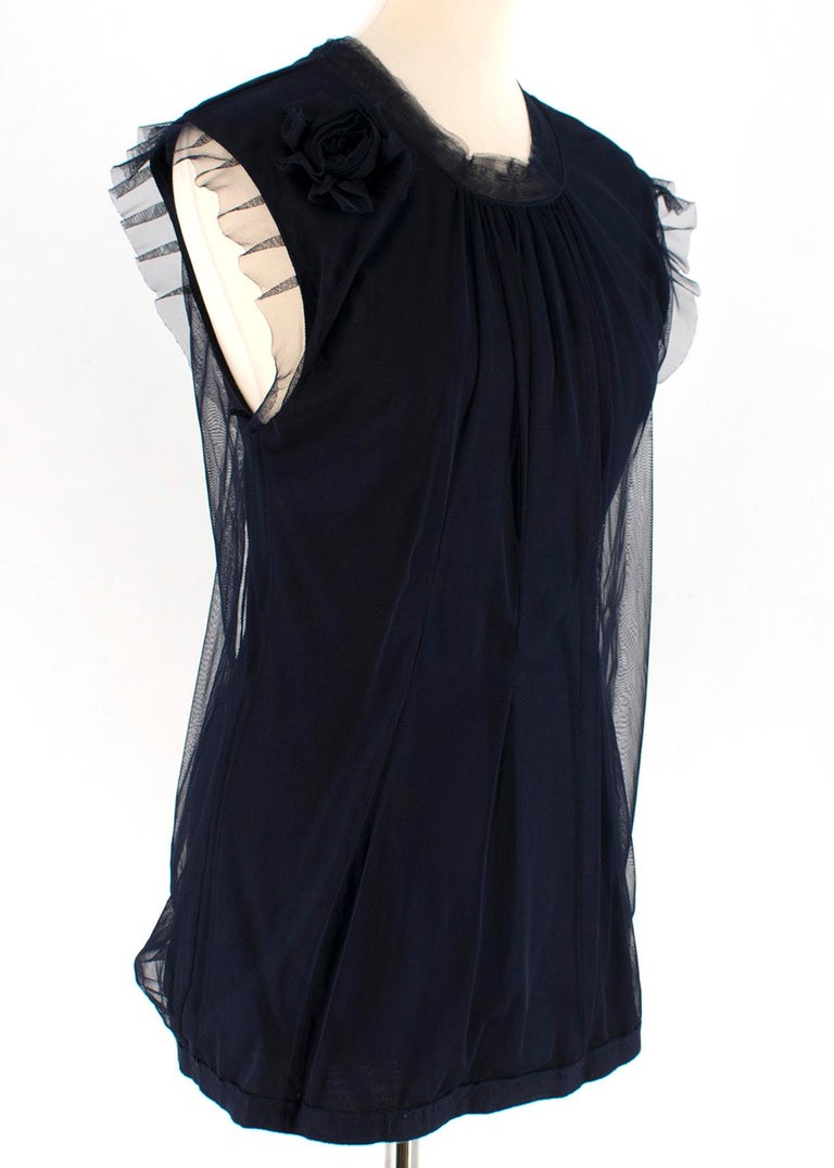 Lanvin Navy Cotton Mesh Top L For Sale at 1stDibs