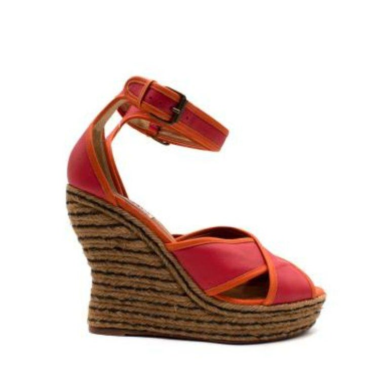 Lanvin Orange and Pink Espadrilles Wedgers For Sale at 1stDibs