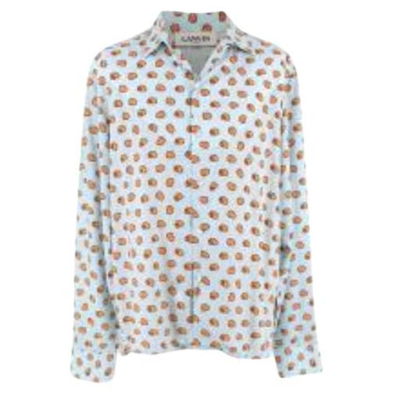 Lanvin Pale Blue Shell Print Shirt For Sale at 1stDibs