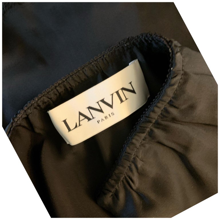 Lanvin Collection Paris Tiered Black French Lace Skirt Size 10 For Sale ...