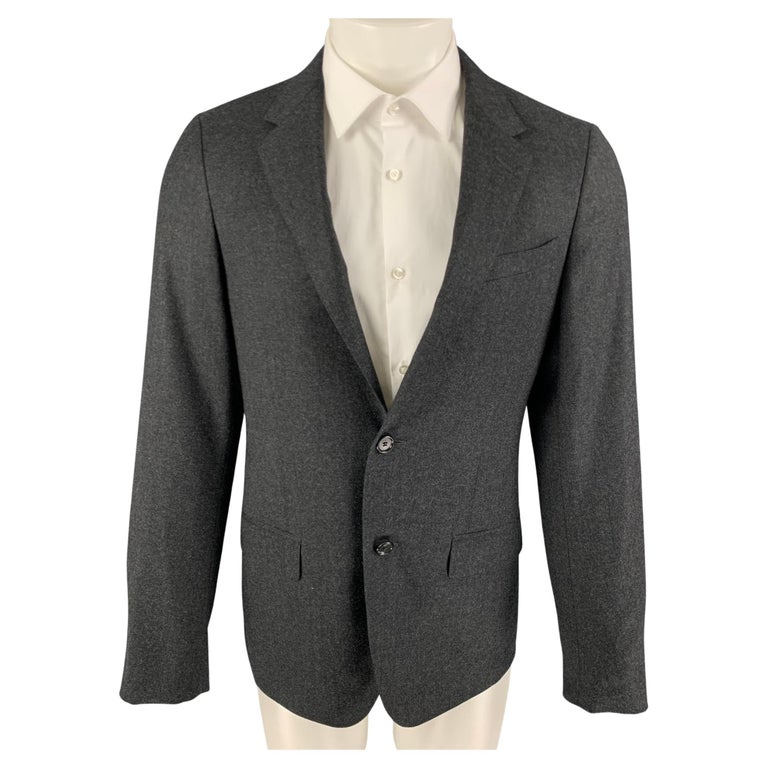 LANVIN Size 38 Charcoal Wool Cashmere Notch Lapel Sport Coat For Sale ...