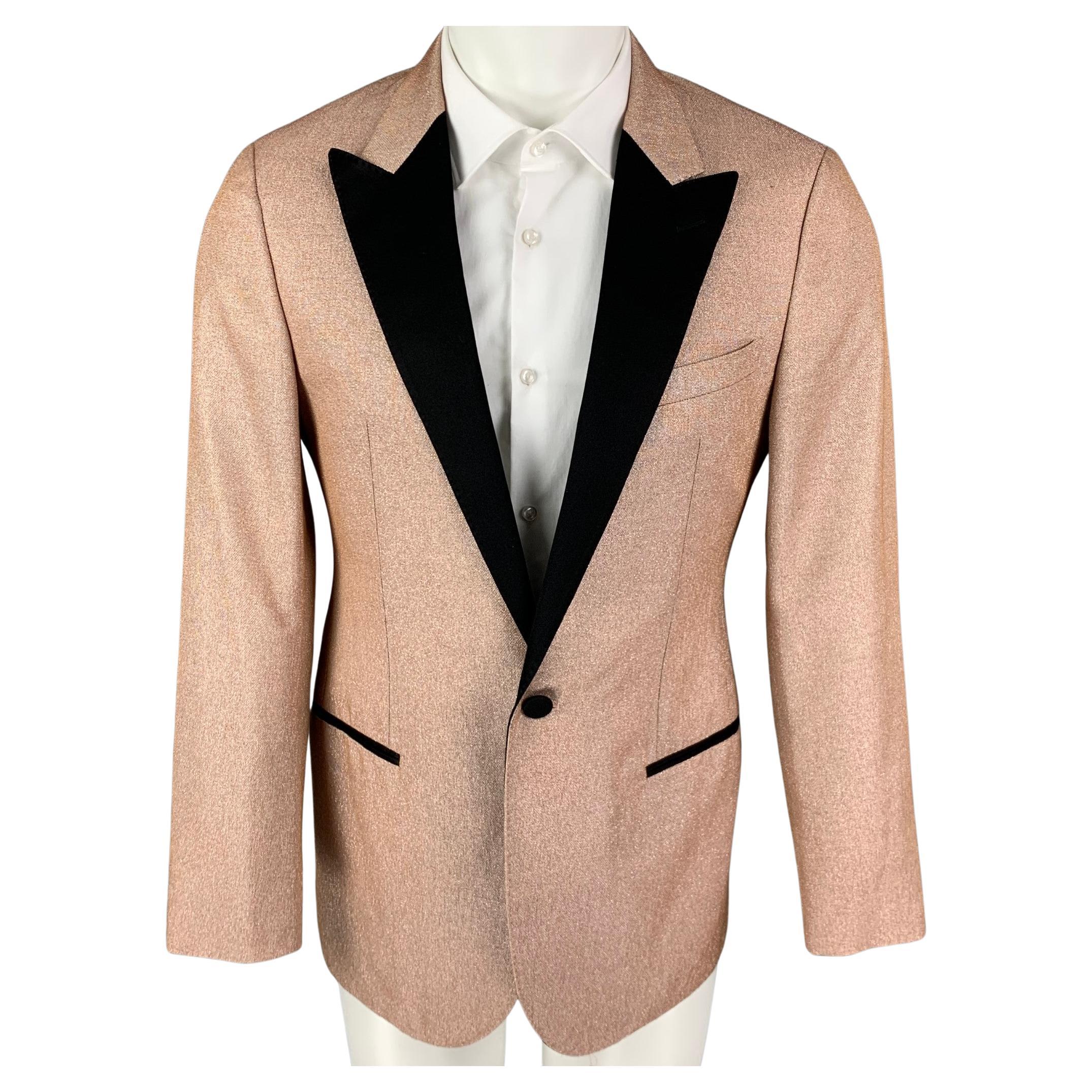 LANVIN Size 40 Pink Black Metallic Polyamide Blend Peak Lapel Sport ...